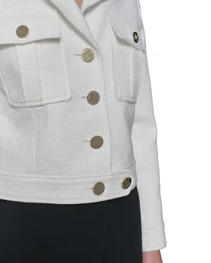 Karl Lagerfeld Paris Short Tweed Jacket - Soft White