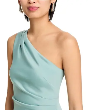 Aqua One Shoulder Ruffled Dress