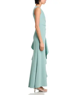 Aqua One Shoulder Ruffled Dress