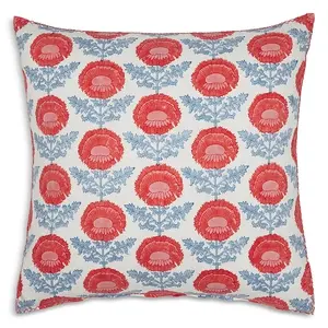JOHN ROBSHAW Kaavia Coral Floral Decorative Pillow With Insert - Red/blue