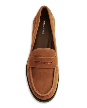 REFORMATION Ani Ruched Loafer Flats - Rum