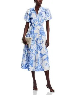 T Tahari Puffed Sleeve Shirtdress