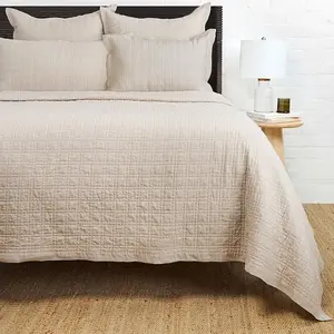 POM POM AT HOME Owen Linen/cotton Quilted Coverlet, Twin - Flax