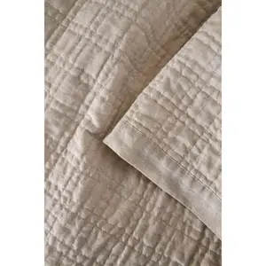 POM POM AT HOME Owen Linen/cotton Quilted Coverlet, Twin - Flax