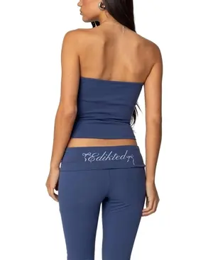 EDIKTED Aiyana Bow Tube Top - Blue