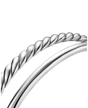 David Yurman Dy Mercer Two Row Cuff Bracelet - Silver