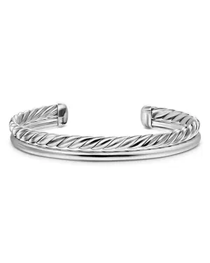 David Yurman Dy Mercer Two Row Cuff Bracelet - Silver