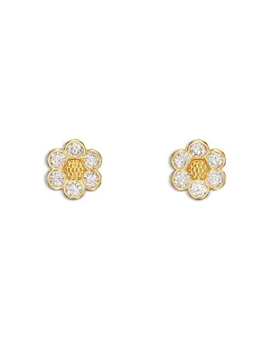 Temple St. Clair 18k Yellow Diamond Fiori Flower Stud Earrings - Gold