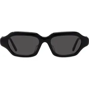 Loewe Slim Rectangular Sunglasses - Shiny Black / Smoke