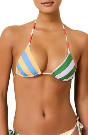 Solid & Striped Solid & Striped The Iris Stripe Triangle Bikini Top Lipstick Red X Custard