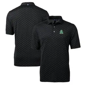 Cutter & Buck Marshall Thundering Herd Team Big & Tall Virtue Eco Pique Tile Print Polo - Black