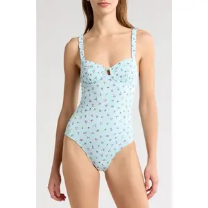 Solid & Striped Embroidered Swimwear For Women