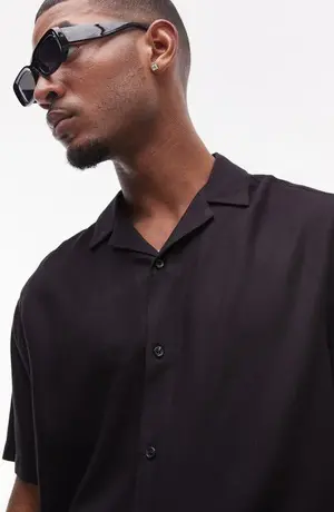 Topman Short Sleeve Camp Shirt