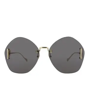 Gucci Round Frame Metal Sunglasses - Gold/grey (gg1203s