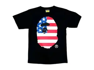 A BATHING APE Usa Flag Ape Head Tee Shirt