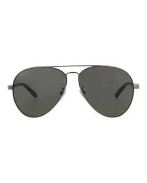 Gucci Aviator Frame Metal Sunglasses - Ruthenium/black/grey (gg1288sa