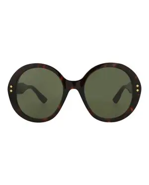 Gucci Round Frame Havana Sunglasses - Havana/green (gg1081s