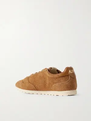 AUTRY Windspin Leather-trimmed Brushed Suede Sneakers - Brown