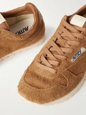 AUTRY Windspin Leather-trimmed Brushed Suede Sneakers - Brown