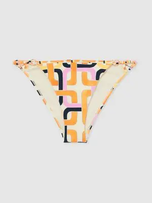 REISS Wynee Chain-print Bikini Bottom - Orange