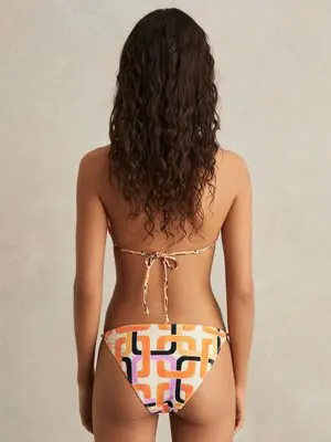 REISS Wynee Chain-print Bikini Bottom - Orange