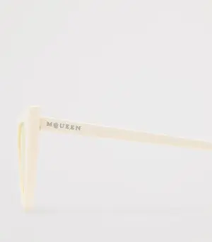 Alexander McQueen Acetate Spike Cat Eye Sunglasses - White