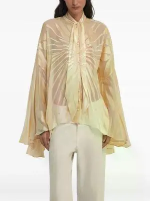 Roberto Cavalli Satin Tie-neck Shirt