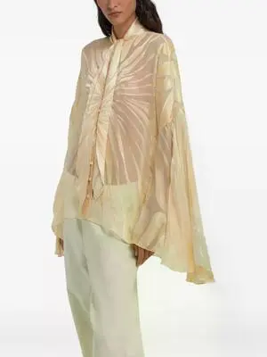 Roberto Cavalli Satin Tie-neck Shirt