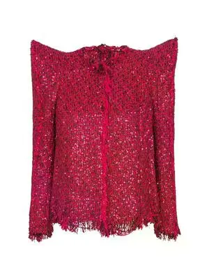 Balmain Glitter Tweed Jacket - Red