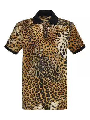 Roberto Cavalli Leopard-print Polo Shirt