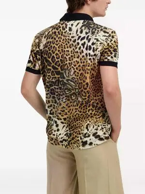 Roberto Cavalli Leopard-print Polo Shirt