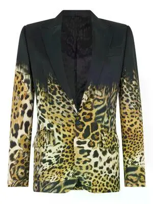 Roberto Cavalli Leopard-print Blazer - Black
