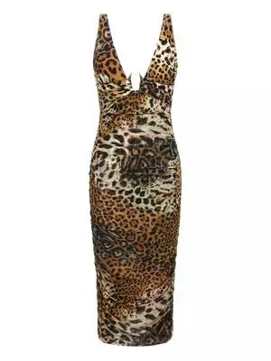 Roberto Cavalli Leopard-print Midi Dress
