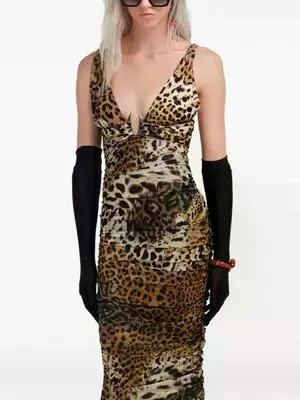 Roberto Cavalli Leopard-print Midi Dress