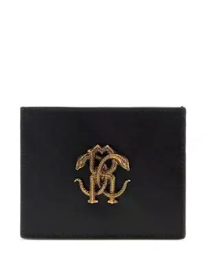 Roberto Cavalli Leather Card Holder - Black
