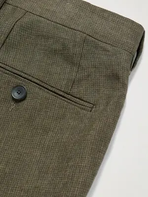 Mr P. Straight-leg Puppytooth Linen Suit Trousers