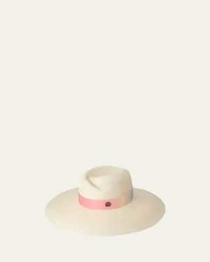 MAISON MICHEL Virginie Sunset Ribbon Straw Fedora - Natural