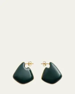 Bottega Veneta Small Fin Enamel Earrings - Emeraldwht