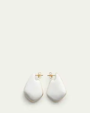 Bottega Veneta Small Fin Enamel Earrings - Emeraldwht