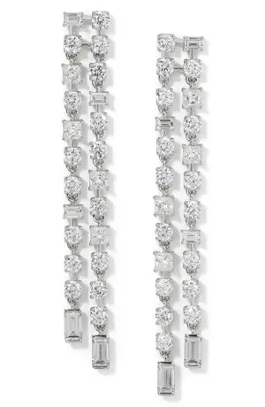 Nadri Delphine Cubic Zirconia Drop Earrings - Rhodium