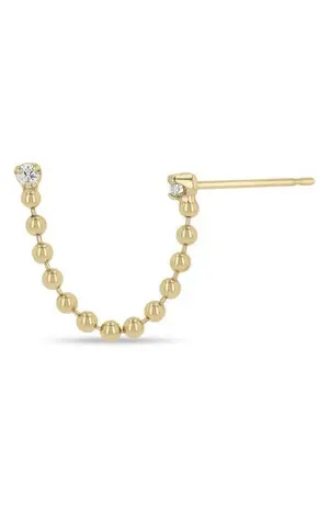 Zoe Chicco Diamond Chain Double Piercing Earring - 14k Yellow Gold