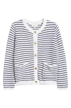 BEACHLUNCHLOUNGE Piera Stripe Cardigan - Navy/ White Linen