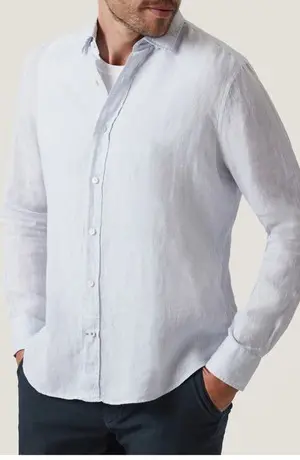 34 Heritage Regular Fit Linen Chambray Button-up Shirt - Chalk