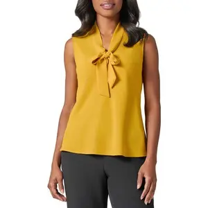 KASPER Sleeveless Tie Front Top Butterscotch