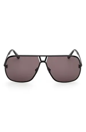 TOM FORD Stavros Navigator Sunglasses - Shiny Black / Smoke Lenses