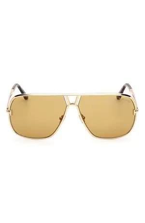 TOM FORD Stavros Navigator Sunglasses - Shiny Gold / Classic Havana