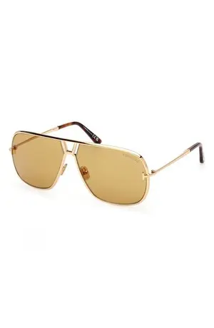 TOM FORD Stavros Navigator Sunglasses - Shiny Gold / Classic Havana