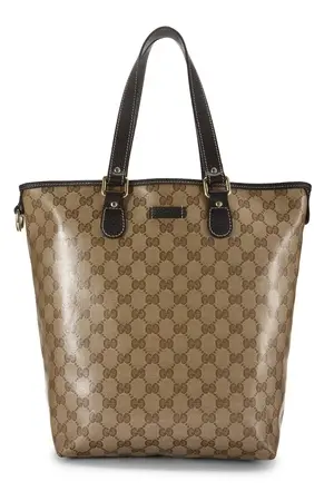 Gucci Original Gg Crystal Canvas Vertical Tote - Brown