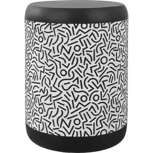 JONATHAN Y Indi 17.75" Modern Bohemian Geometric Drum Garden Stool - Black/white