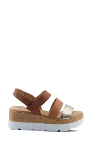 SPRING STEP SHOES Acey Wedge Platform Sandal - Brown Multi